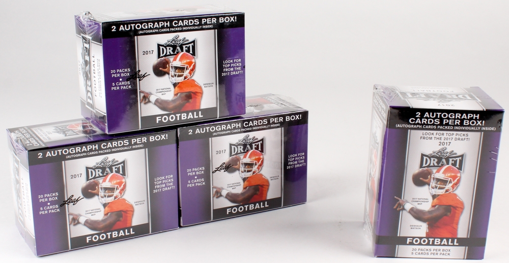 Lot Of (4) 2017 Leaf Draft Football Boxes With (20) Packs Each 