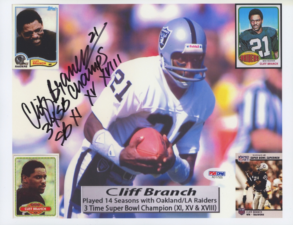 Cliff Branch Signed Raiders 8x10 Photo Inscribed "SB XI XV XVIII" & "3× ...