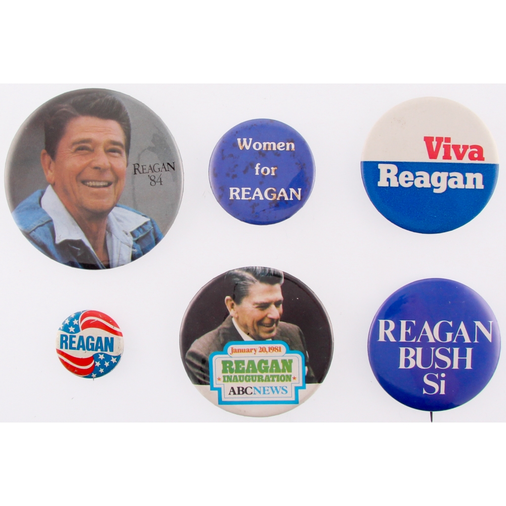 Lot of (6) Vintage Ronald Reagan Campaign Pins | Pristine Auction