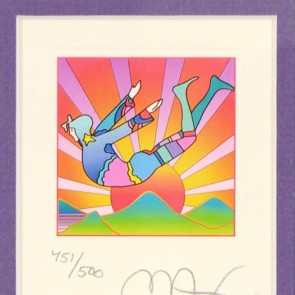Peter Max Signed "Cosmic Flyer" Limited Edition 10x10 Custom Framed ...