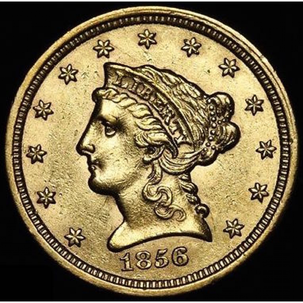 1856 2 1/2 Dollars ($2.50) Liberty Head Quarter Eagle Gold Coin (High Grade Condition ...