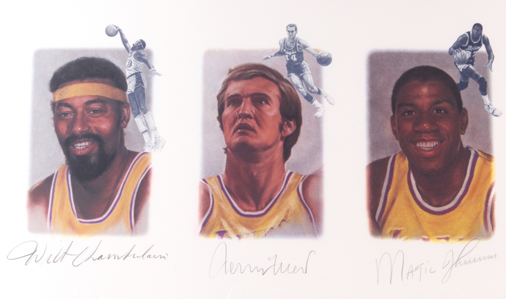 "Lakers Legends" 26x44 Custom Framed Lithograph Signed by (5) with Wilt ...