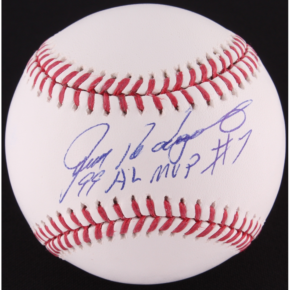 Ivan Rodriguez Signed OML Baseball Inscribed "99 AL MVP" (MLB Hologram ...