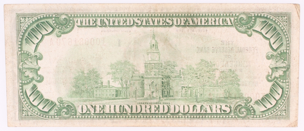 1929 $100 One-Hundred Dollar Brown Seal United States National Currency ...