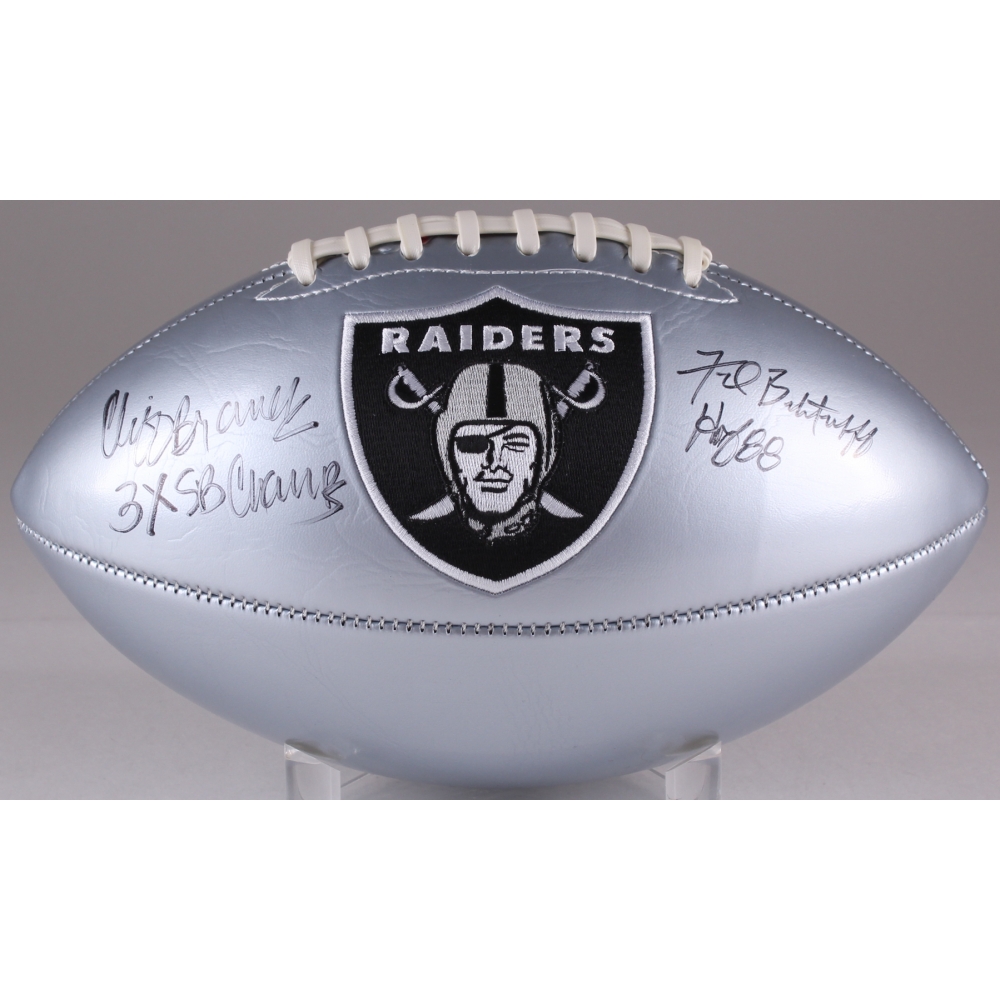 Fred Biletnikoff & Cliff Branch Signed Raiders Logo Football Inscribed ...