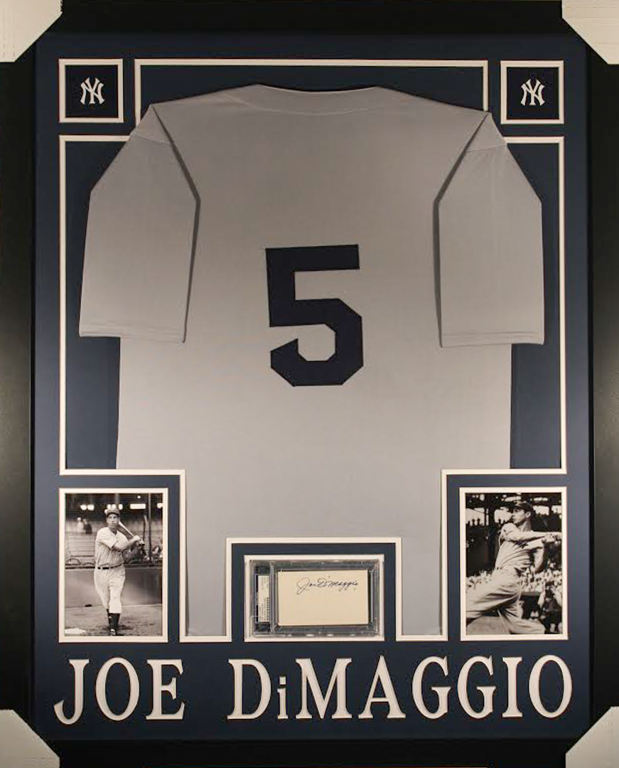 Joe DiMaggio Signed Yankees 35x43 Custom Framed Display with Jersey ...