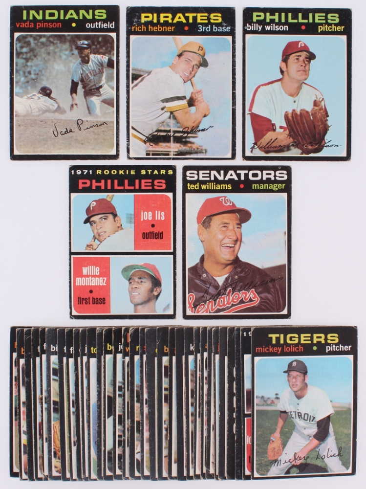 Lot of (36) 1971 Topps Baseball Cards with #275 Vada Pinson, #380 Ted ...