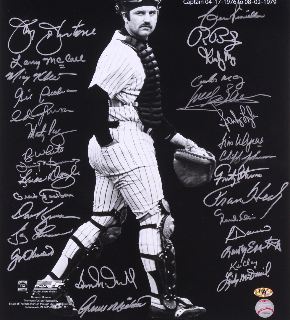 Thurman Munson Yankees 16x20 Photo Signed by (30) with Lou Piniella ...