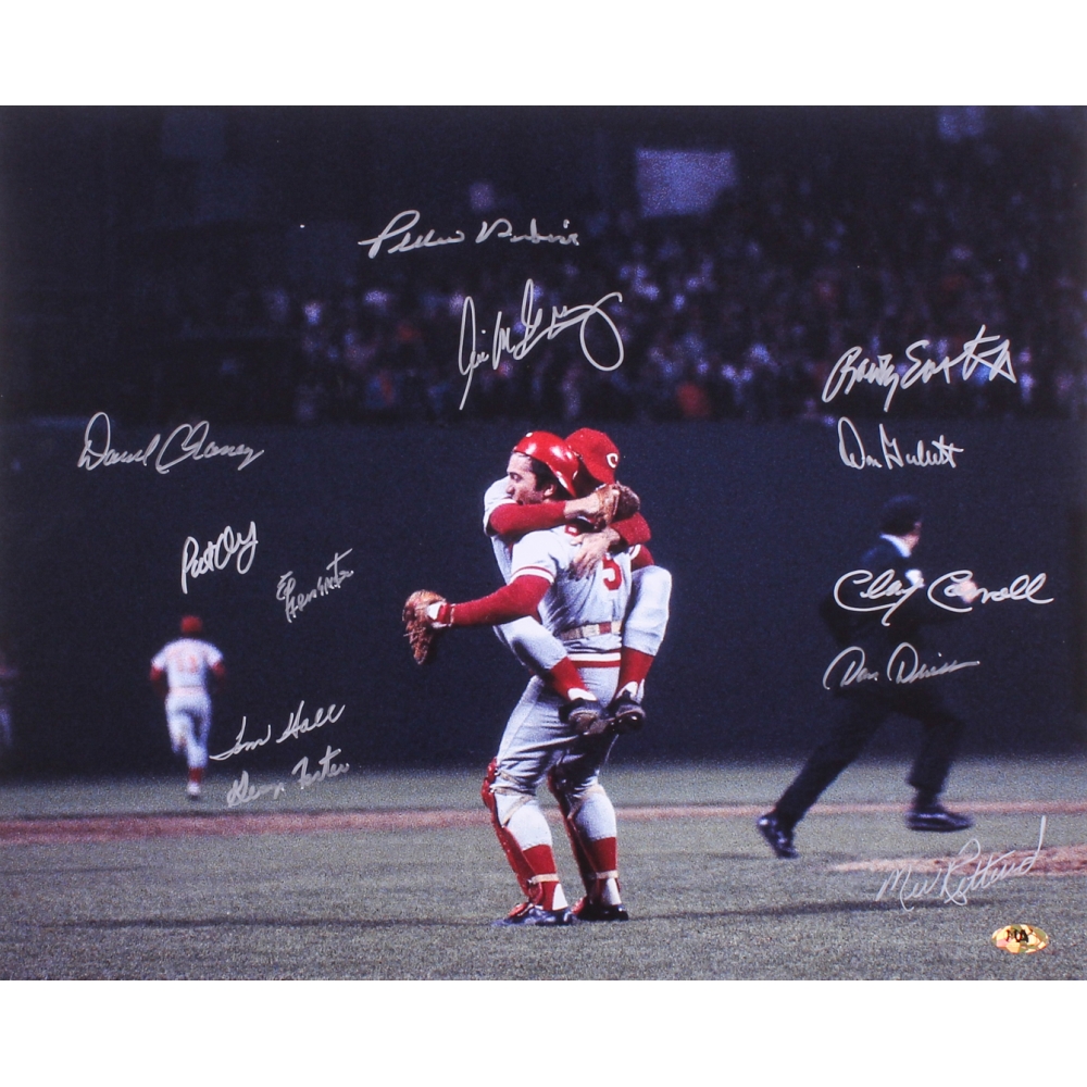 1975 Reds World Series Champions 16x20 Photo Team Signed by (12) with ...