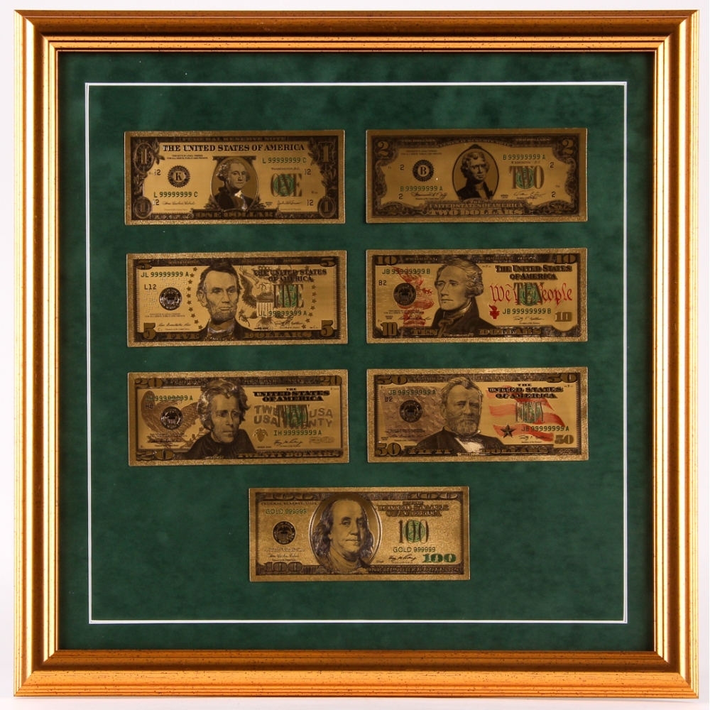 Gold US Banknote 19x19 Custom Framed Display | Pristine Auction