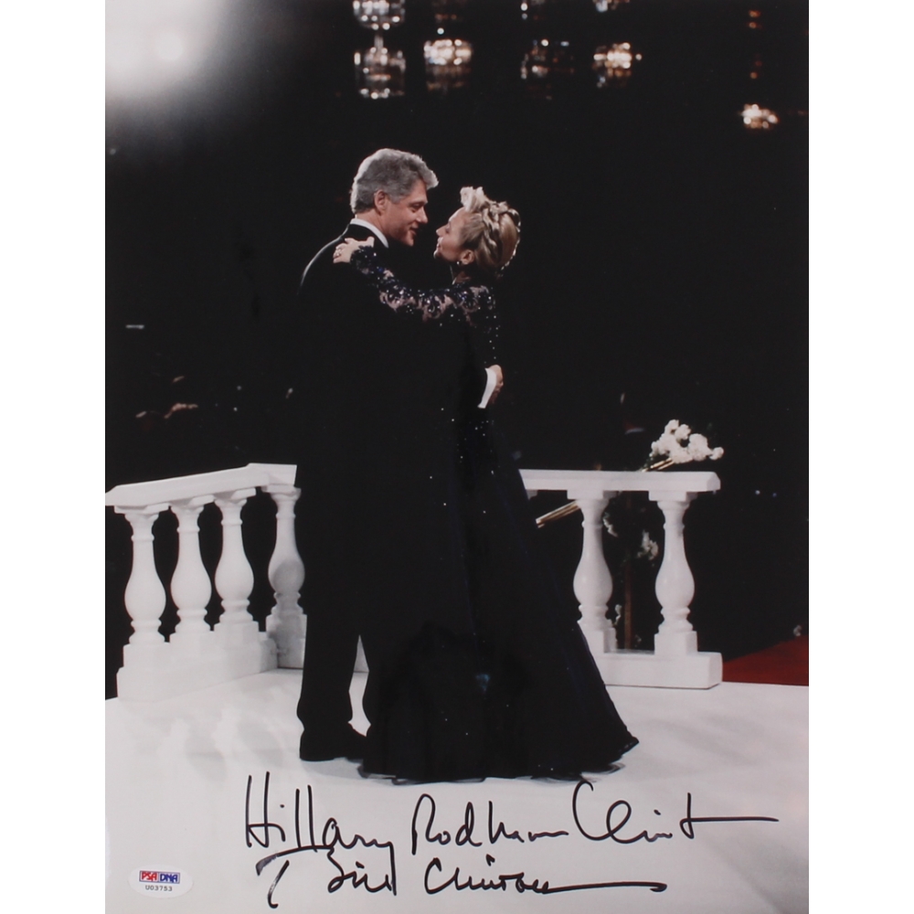 Bill Clinton & Hillary Clinton Signed 11x14 Photo with Full-Name ...