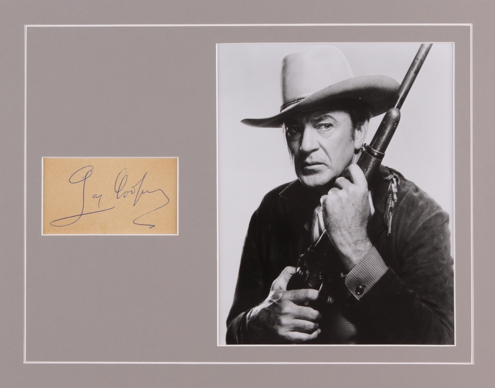Gary Cooper Signed 11x14 Custom Matted Cut Display (JSA LOA) | Pristine ...