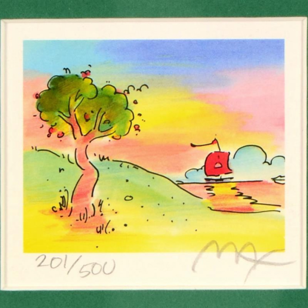 Peter Max Signed "Quiet Lake" Limited Edition 10x10 Custom Framed ...