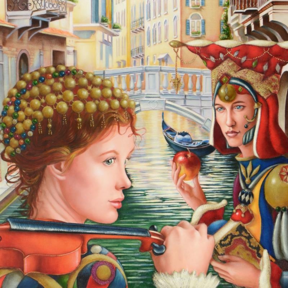 Edgar Barrios Signed "Adomeit's Temptation" 30x40 Original Oil Painting ...