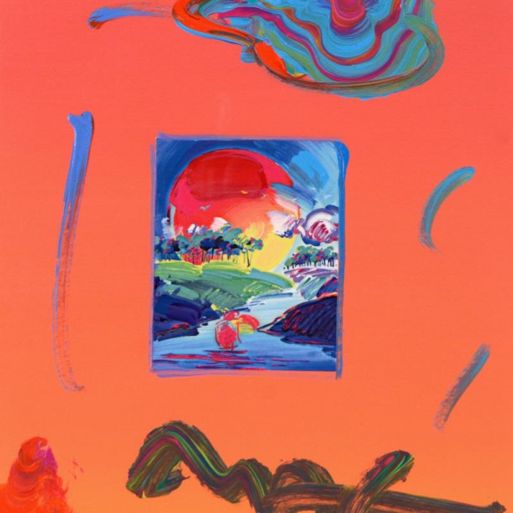 Peter Max "Without Borders" Signed 8.5" x 11" Original Acrylic Mixed ...