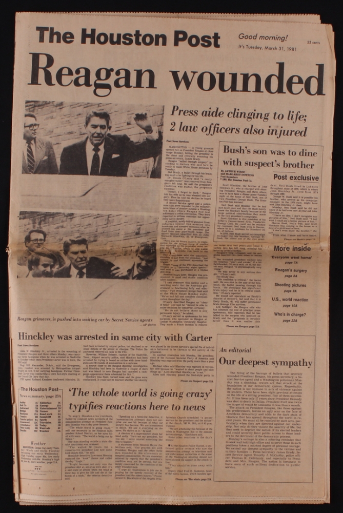 Original Vintage The Houston Post Newspaper Dated March 31, 1981 with ...