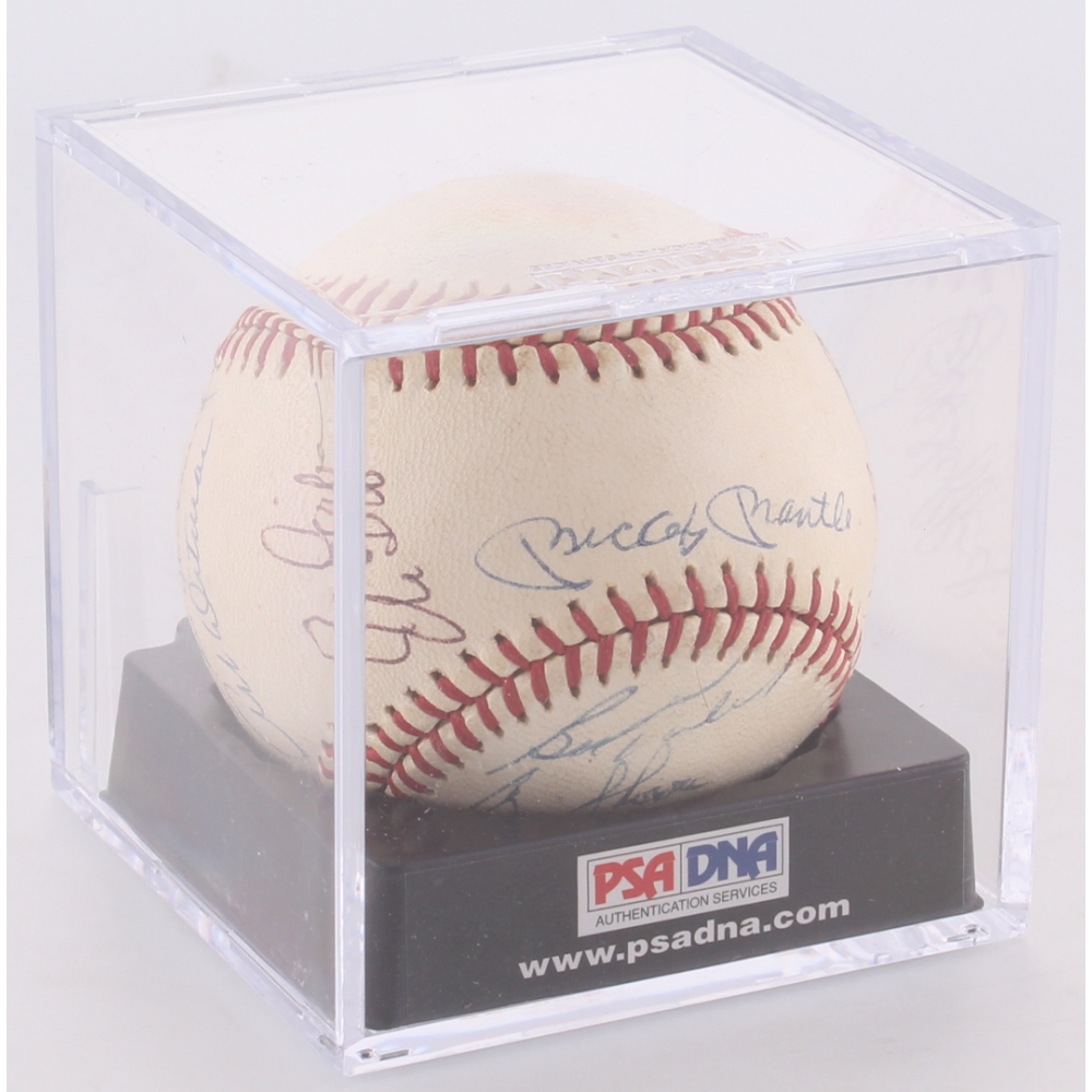 Yankees Old Timers OL Baseball Signed by (10) with Mickey Mantle, Yogi ...