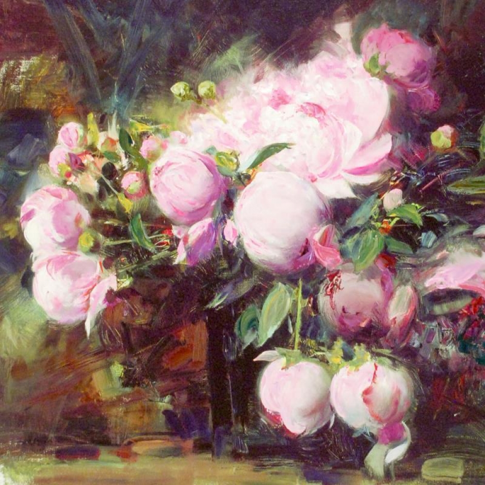 Pino Signed "Peonies" Limited Edition 30x24 Artist Embellished Giclee ...
