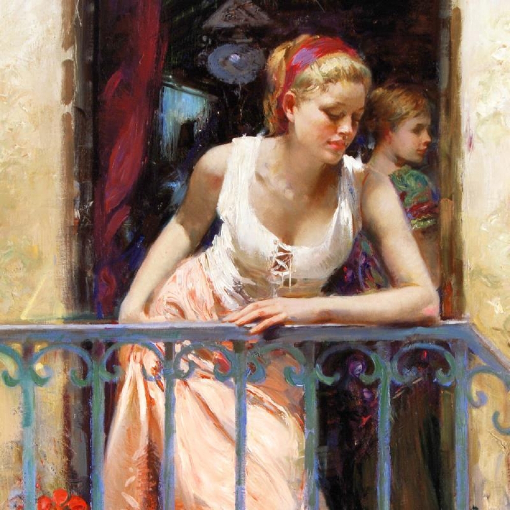 Pino Signed "At the Balcony" Artist Embellished Limited Edition 32x40 ...