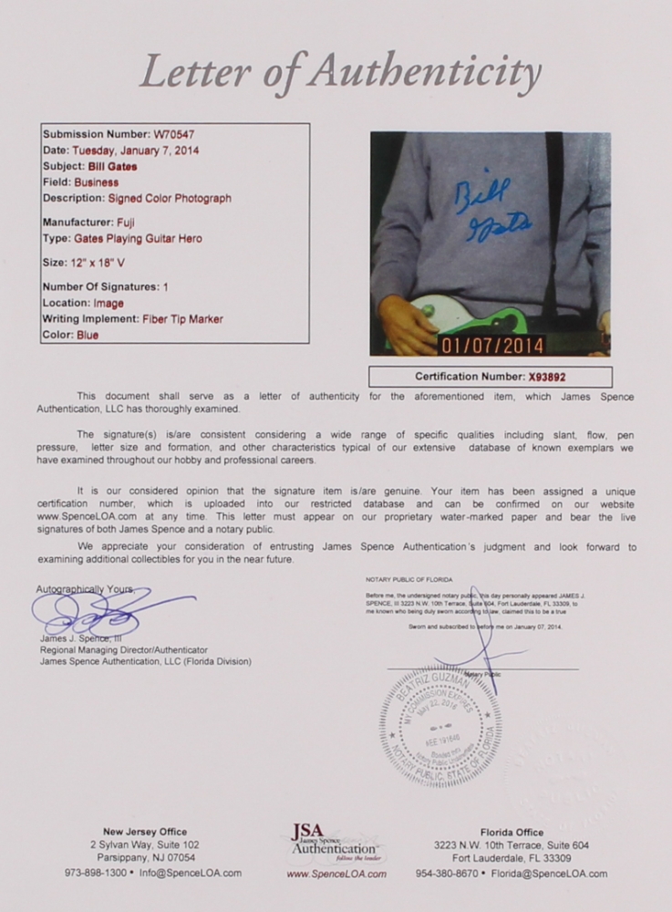 Bill Gates Signed 12x18 Photo (JSA LOA) | Pristine Auction