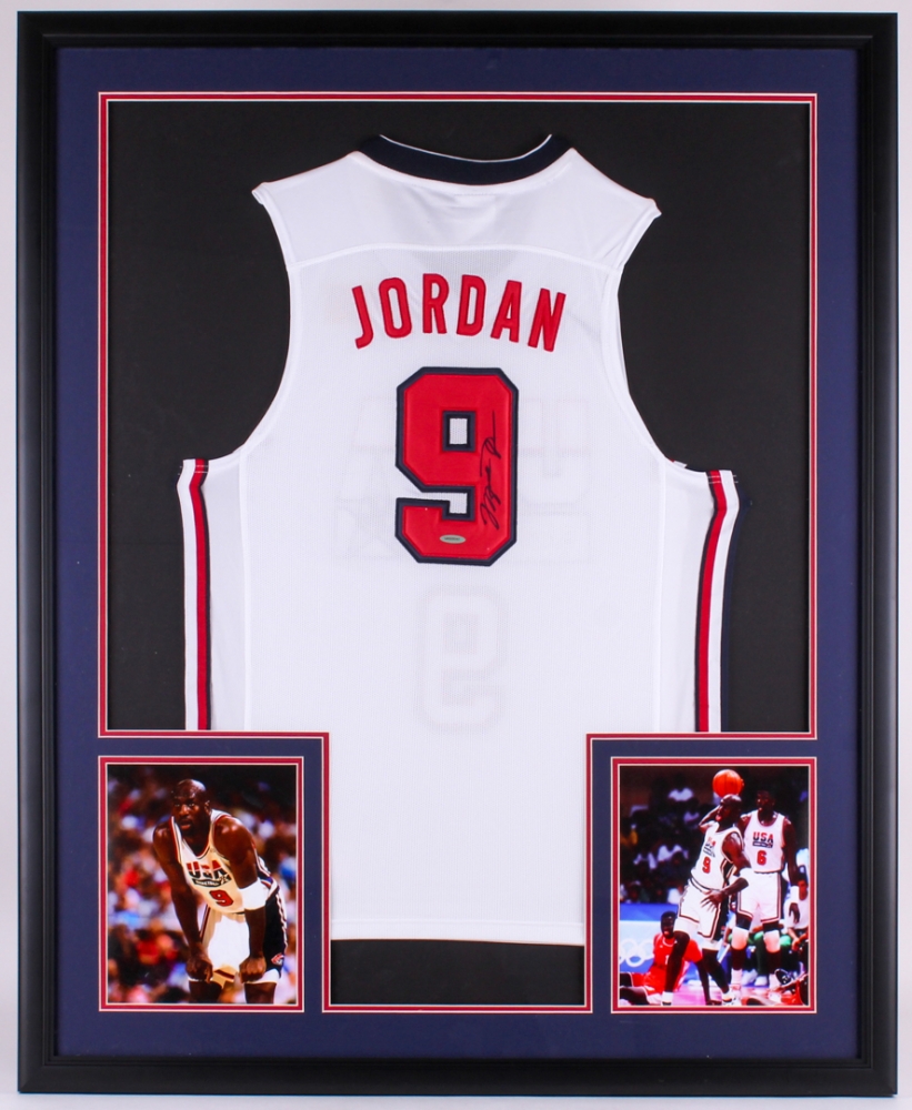Michael Jordan Signed Bulls Team USA "Dream Team" 34.5x42.5 Custom Framed Jersey (UDA COA ...