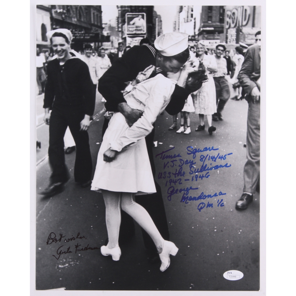 George Mendonsa & Greta Friedman Signed "V-J Day in Times Square" 11x14 ...