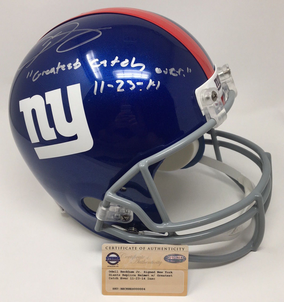 Odell Beckham Jr Signed New York Giants Full-Size Helmet Inscribed ...