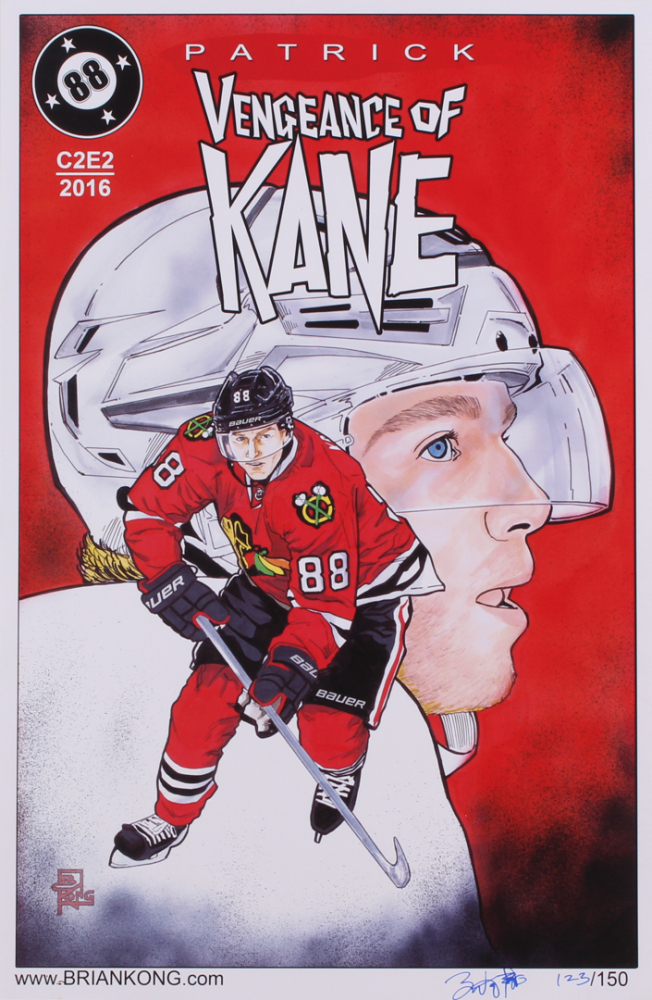 Brian Kong Signed Patrick Kane LE "Vengeance of Kane" 18x12 Lithograph ...