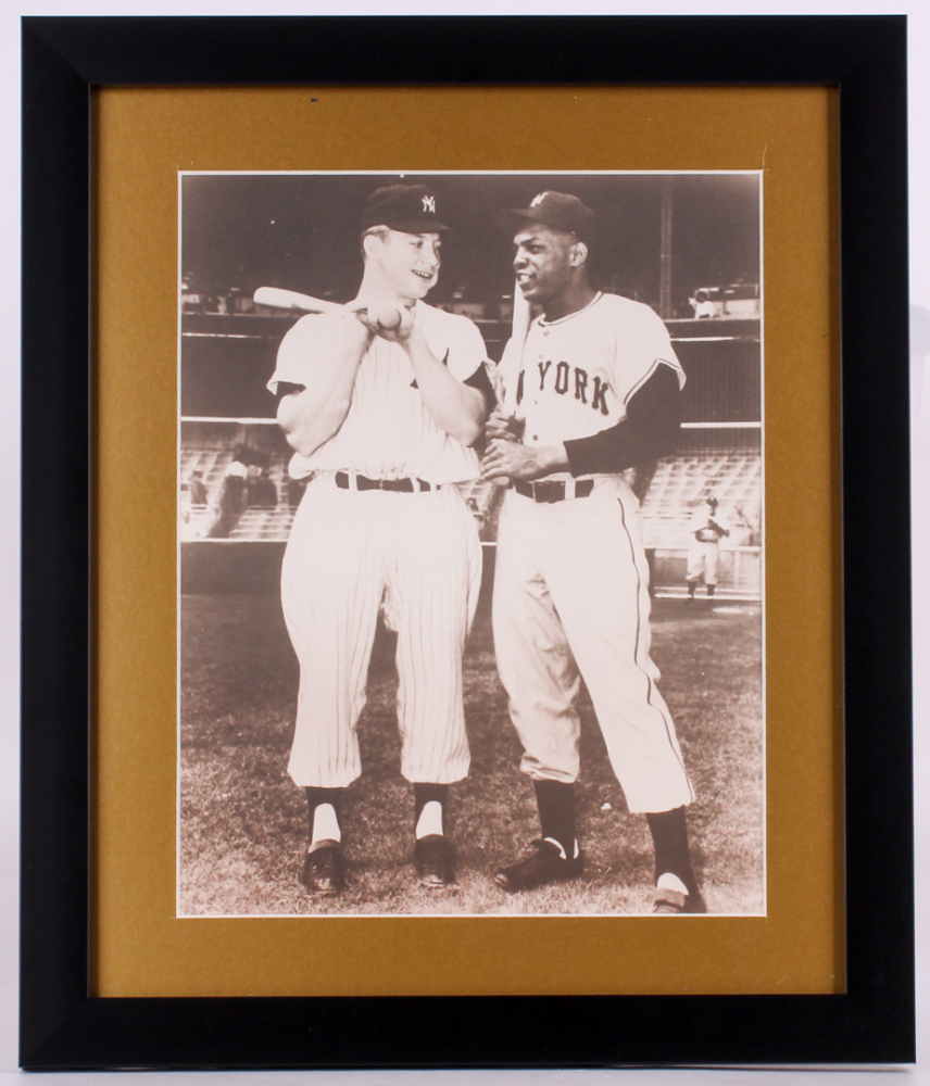 Mickey Mantle & Willie Mays 16x19 Custom Framed Photo | Pristine Auction