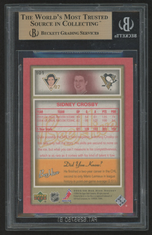 2005-06 UD Beehive Red #101 Sidney Crosby (BGS 9.5) | Pristine Auction