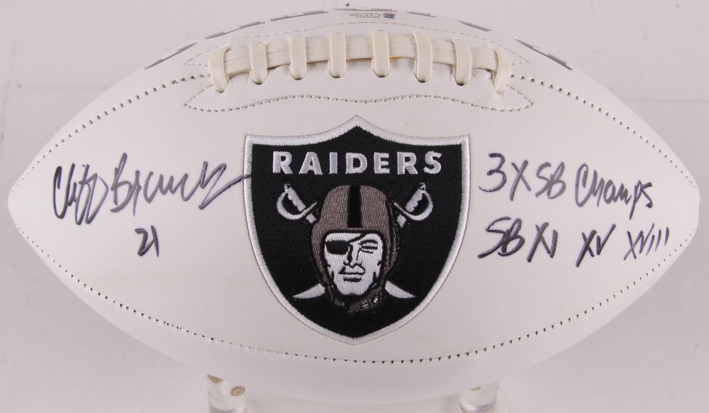 Cliff Branch Signed Raiders Logo Football Inscribed "3x SB Champs SB XI ...