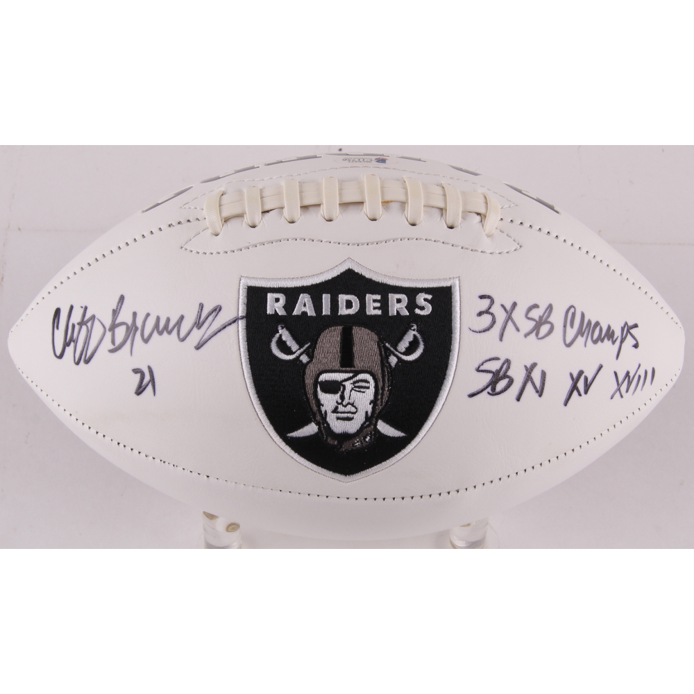 Cliff Branch Signed Raiders Logo Football Inscribed "3x SB Champs SB XI ...