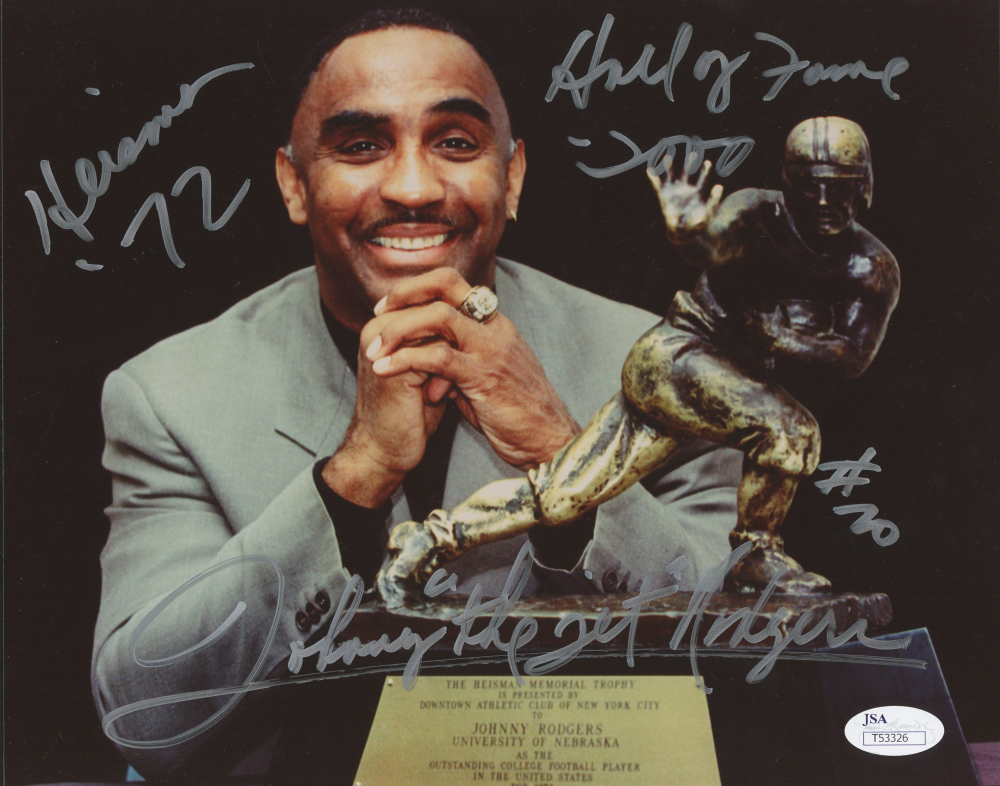 Johnny "The Jet" Rodgers Signed 8x10 Photo Inscribed "Heisman 72 ...