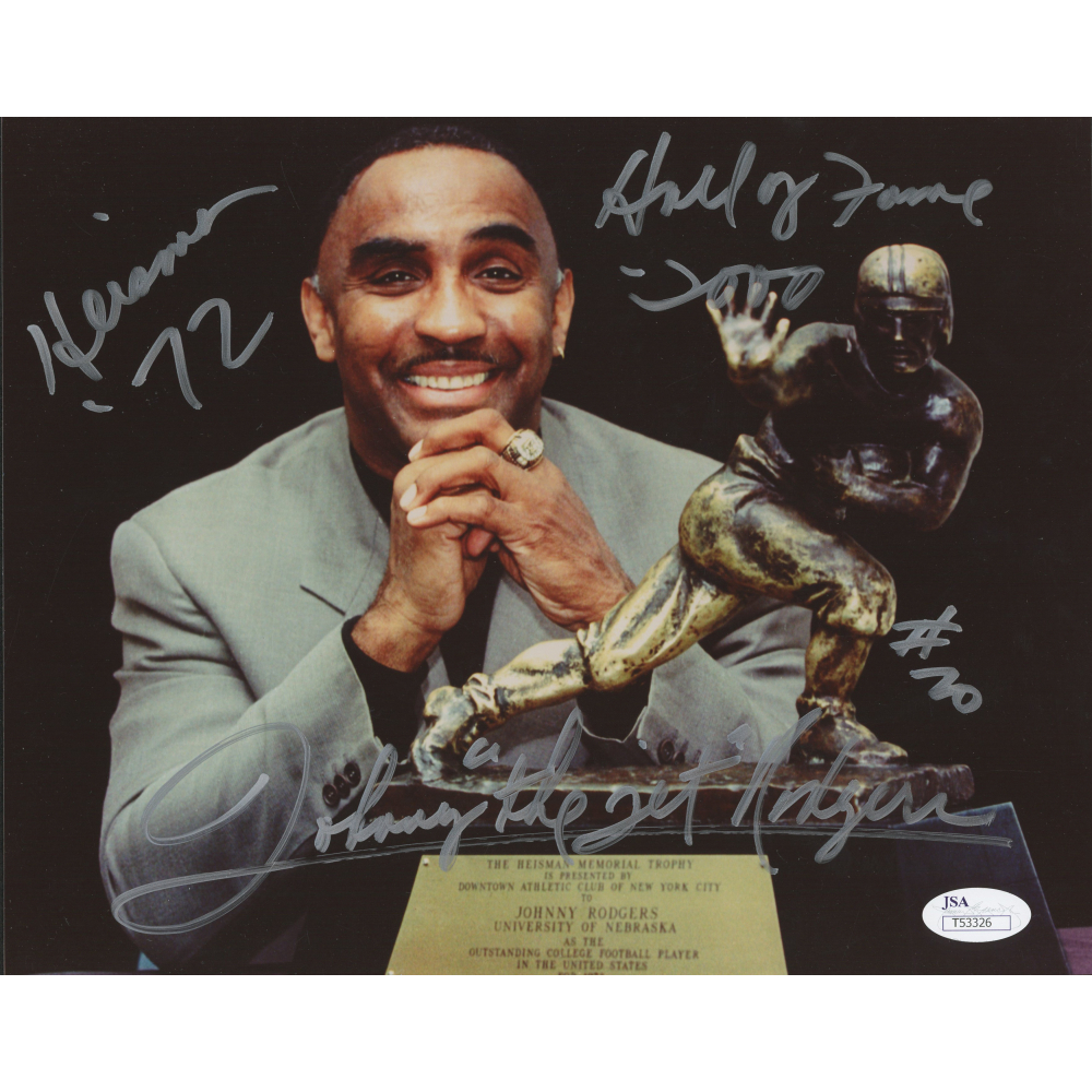 Johnny "The Jet" Rodgers Signed 8x10 Photo Inscribed "Heisman 72 ...