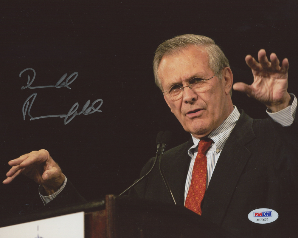 Donald Rumsfeld Signed 8x10 Photo (PSA COA) | Pristine Auction