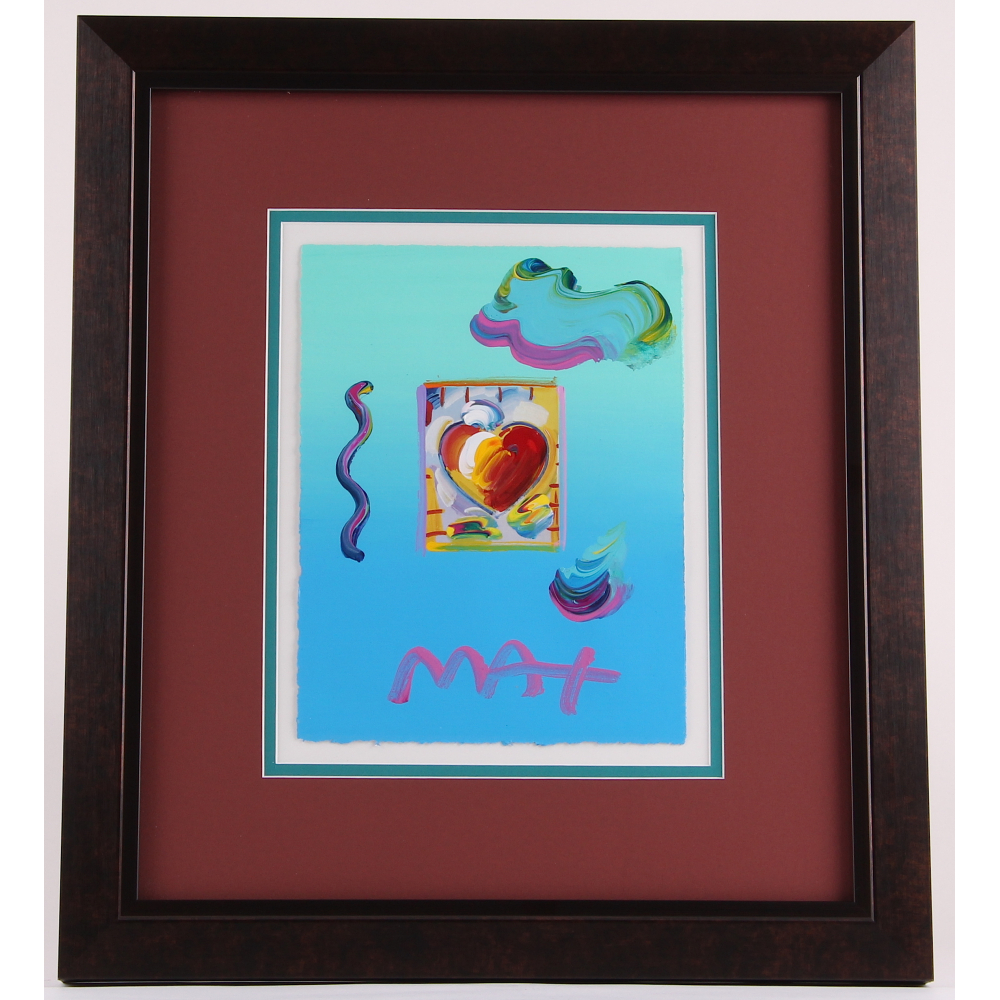 Peter Max "Heart Series" Signed 8.5" x 11" Original Acrylic Mixed Media ...