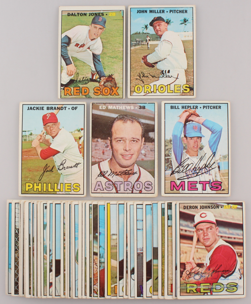 Lot of (40) 1967 Topps Baseball Cards with #166 Eddie Mathews, #144 ...