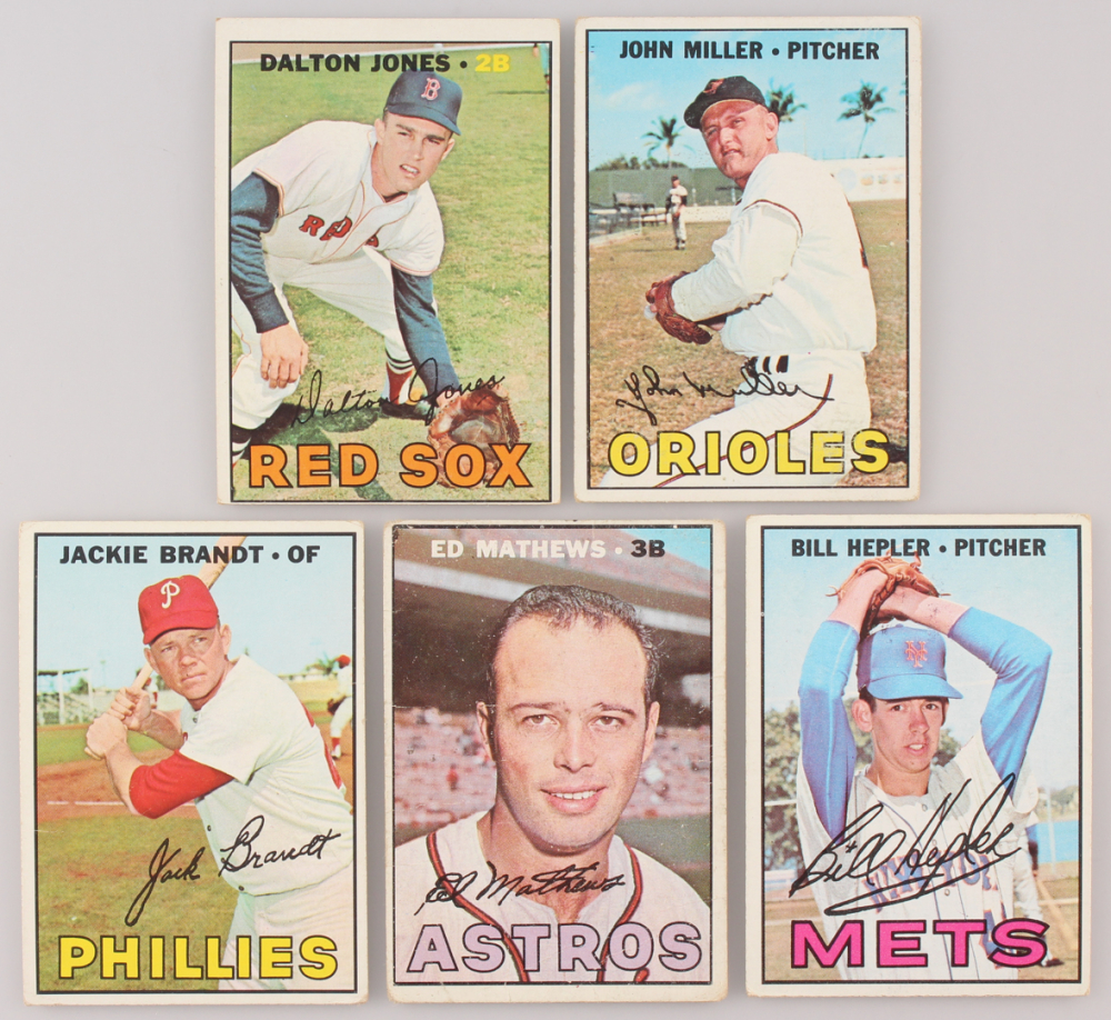 Lot of (40) 1967 Topps Baseball Cards with #166 Eddie Mathews, #144 ...