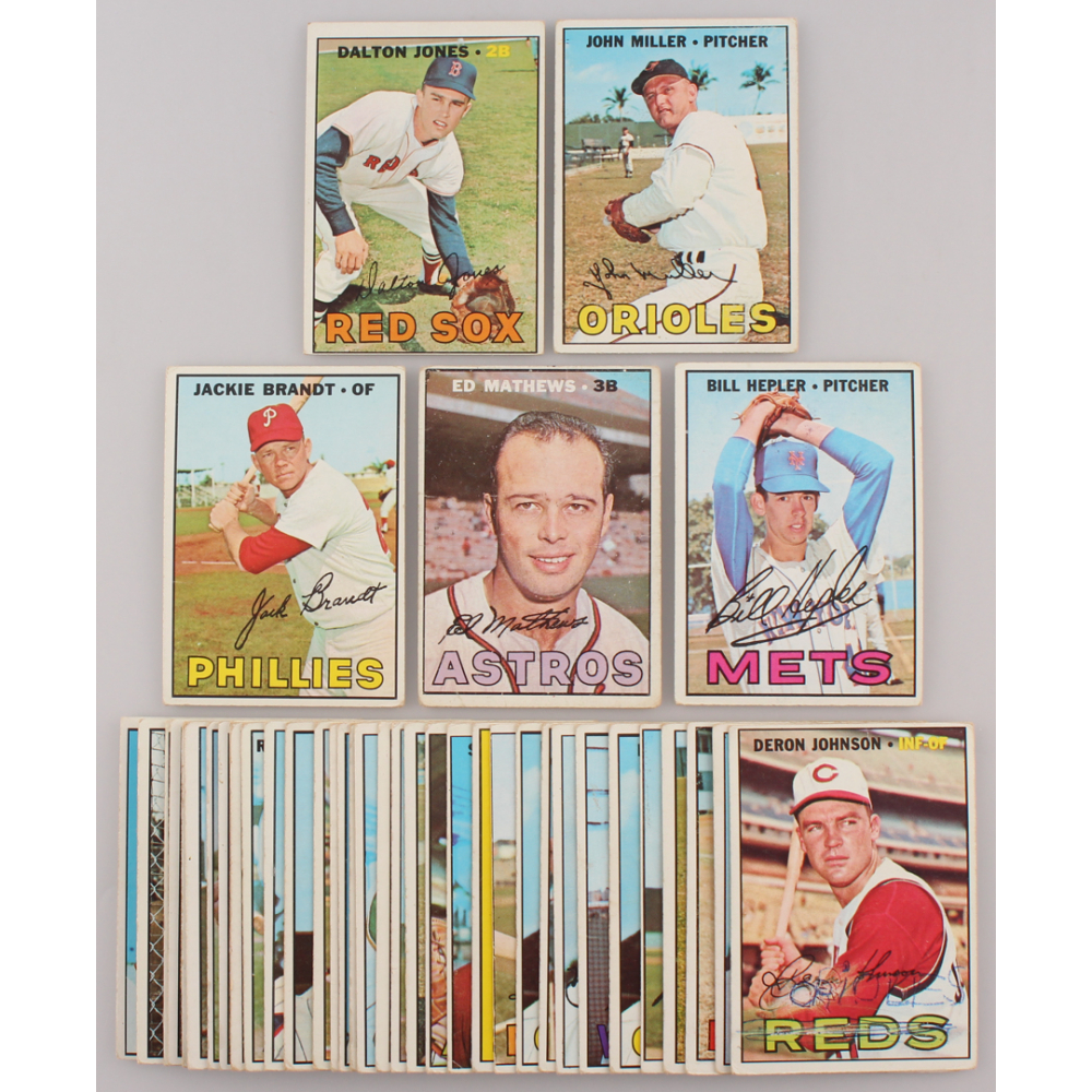 Lot of (40) 1967 Topps Baseball Cards with #166 Eddie Mathews, #144 ...