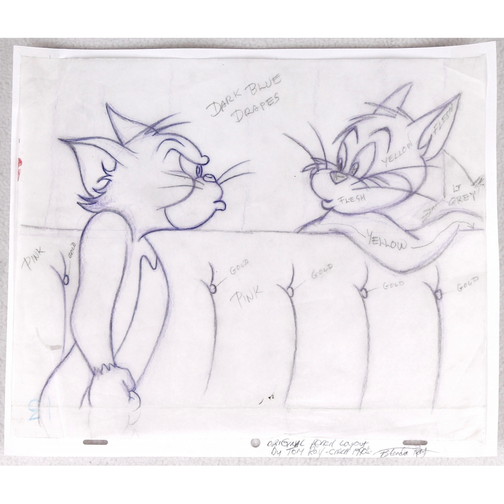 Tom Ray "Tom and Jerry" 11x13 Original Pencil Animation Drawing Page ...