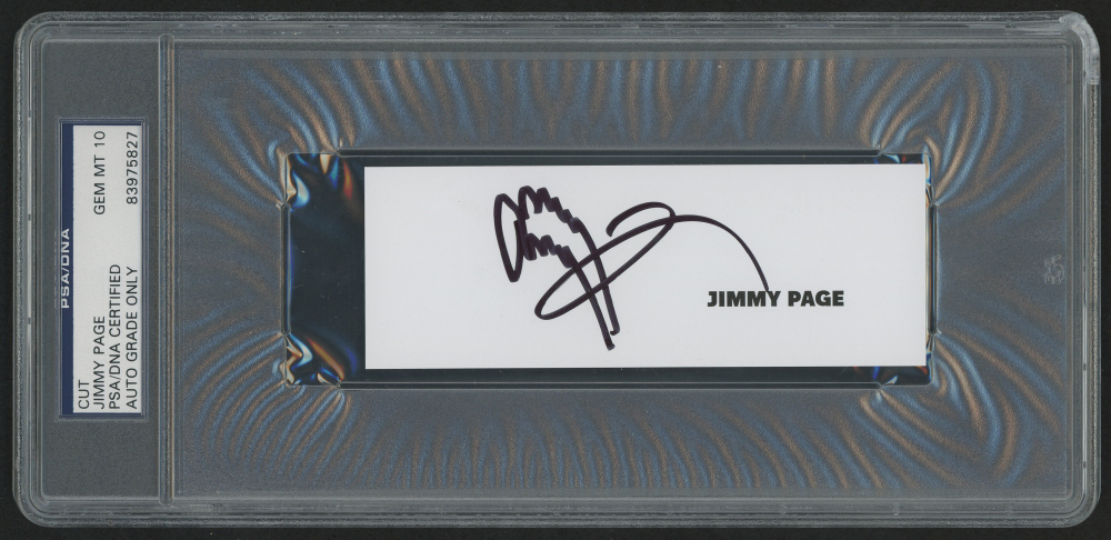 Jimmy Page Signed 1.75x5 Signature Cut (PSA Encapsulated) | Pristine ...