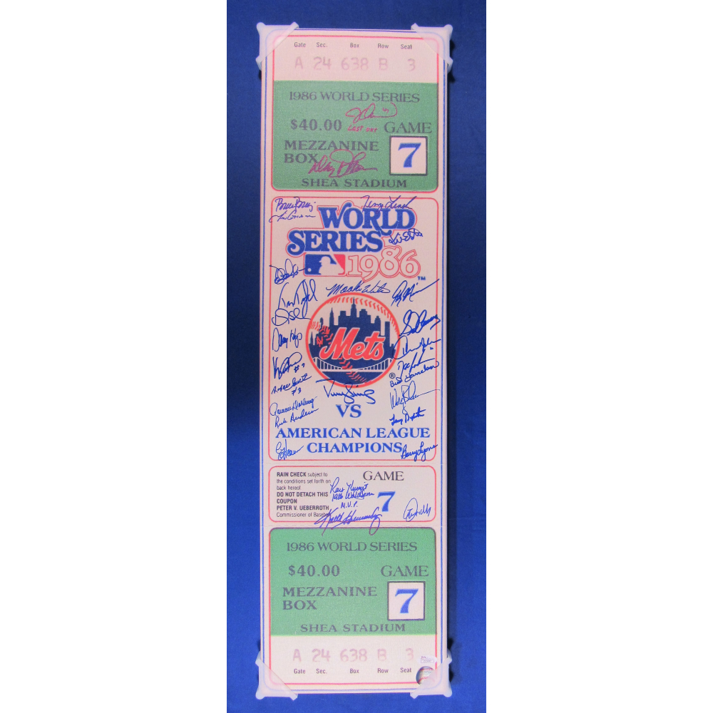 1986 Mets Game 7 World Series Champions Jumbo Ticket Signed by (28 ...