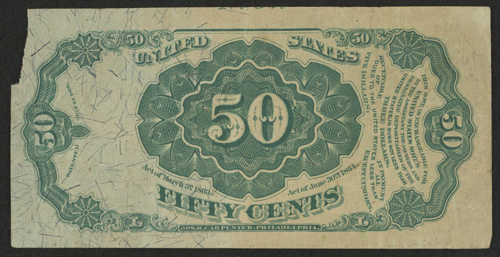 1875 United States 50¢ Fifty Cents Fractional Bank Note | Pristine Auction