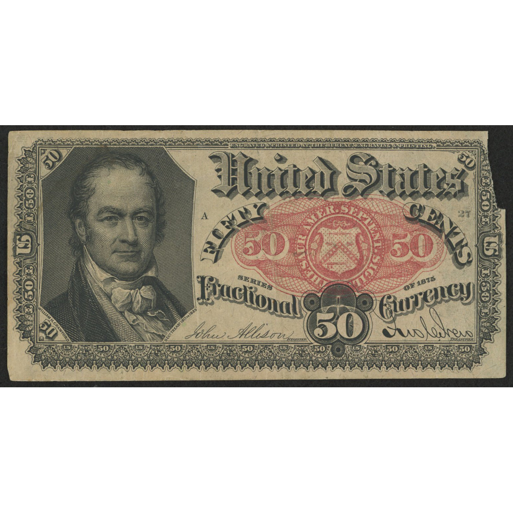 1875 United States 50¢ Fifty Cents Fractional Bank Note | Pristine Auction