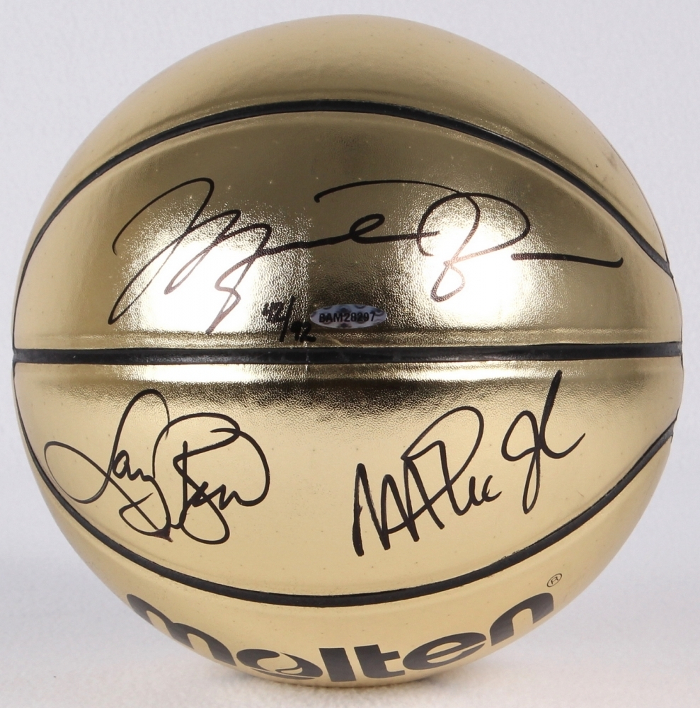Michael Jordan, Larry Bird & Magic Johnson Signed LE Molten Gold ...
