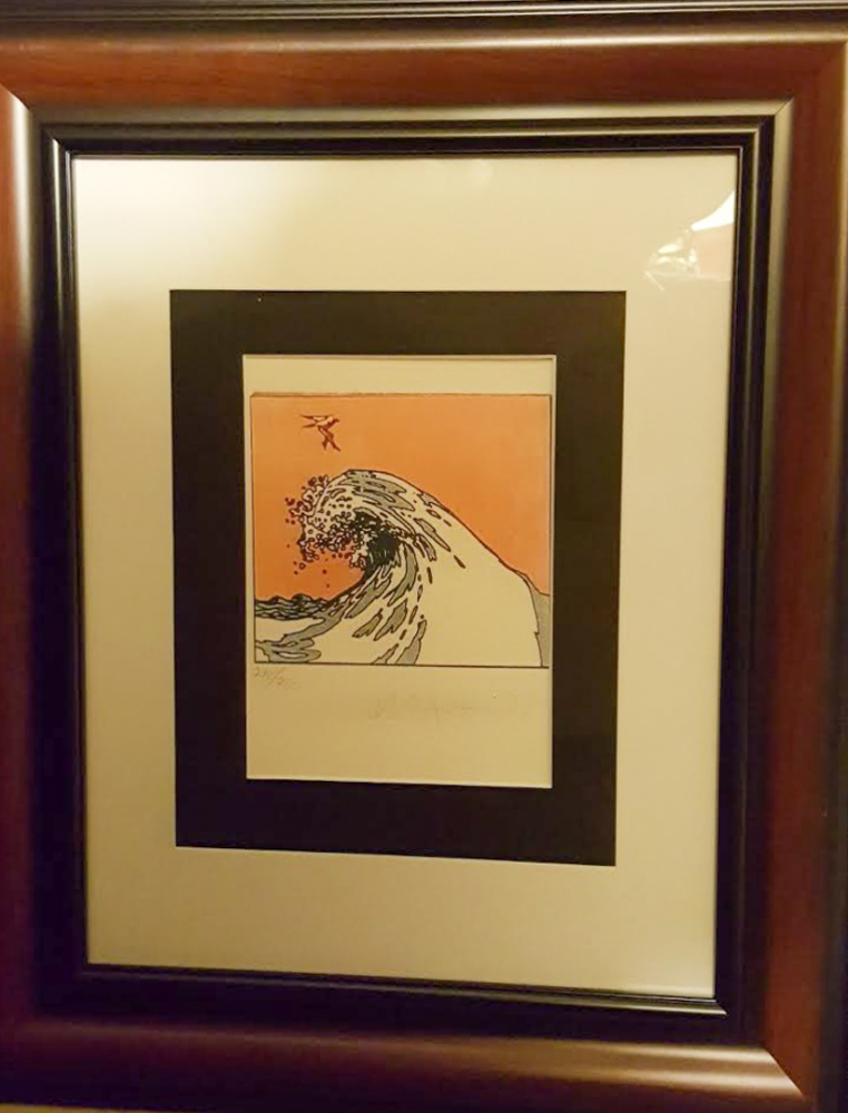 Peter Max Signed LE 1973 ”The Great Wave” 13x16 Custom Framed ...