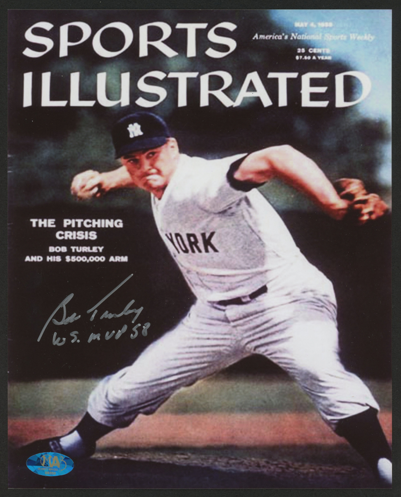 Bob Turley Signed Sports Illustrated 8x10 Photo Inscribed "W.S. MVP 58 ...