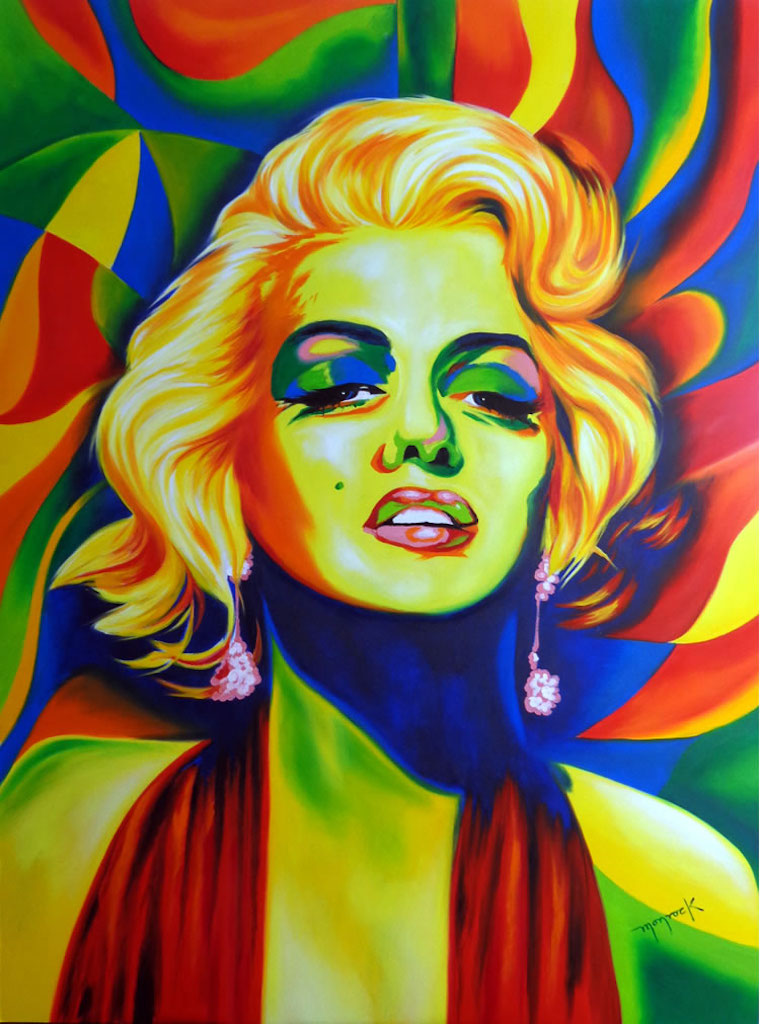 Hector Monroy Signed "Marilyn Monroe" 24x32 Original Oil Painting Mixed ...