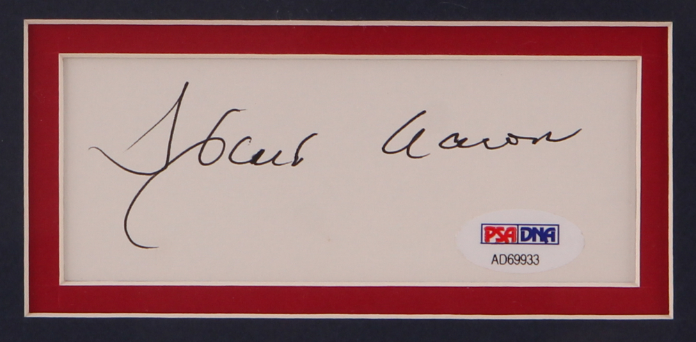 Hank Aaron Signed Braves 34x38 Custom Framed Cut Display (PSA COA ...