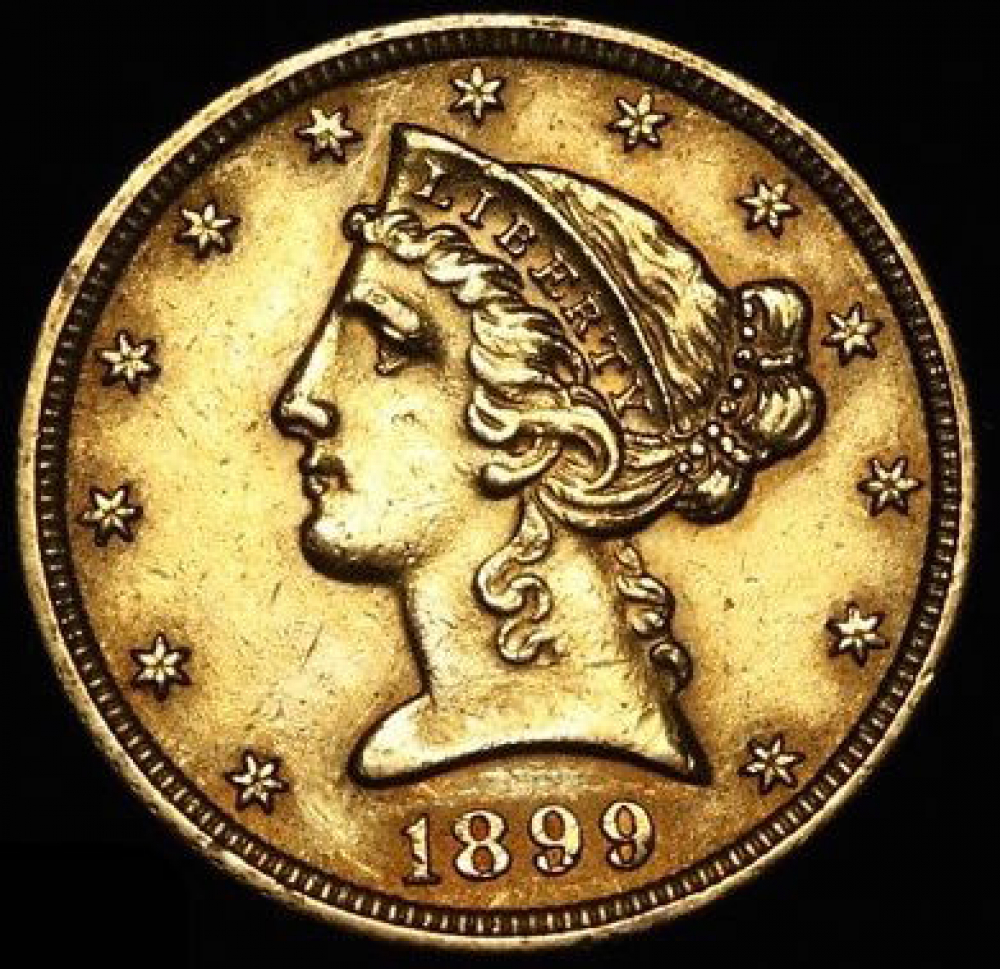 1899 5 Five Dollars Liberty Head Half Eagle Gold Coin High Grade
